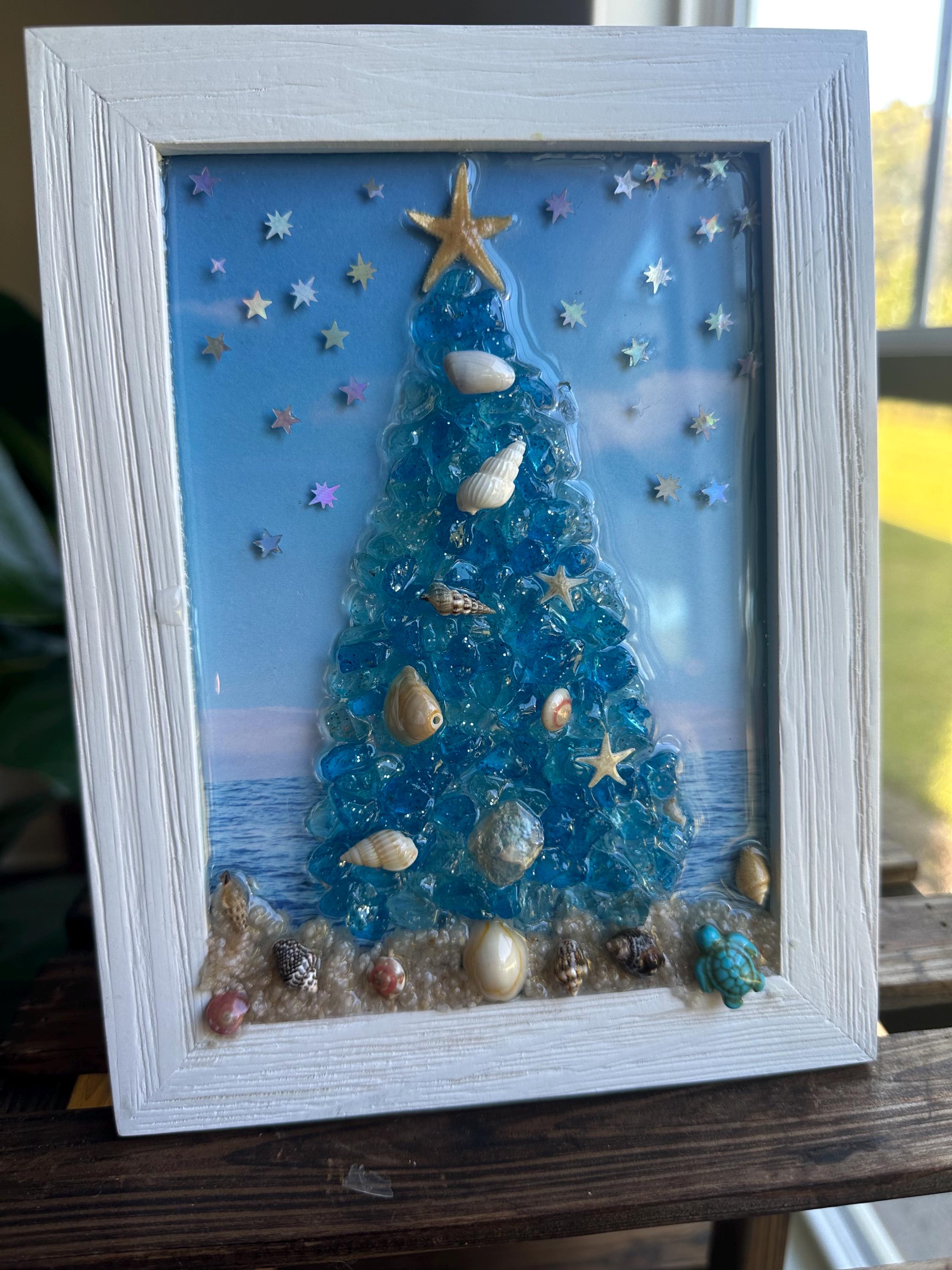 Handcrafted Coastal Crushed Glass Christmas Tree. Crushed Glass, Sand ...