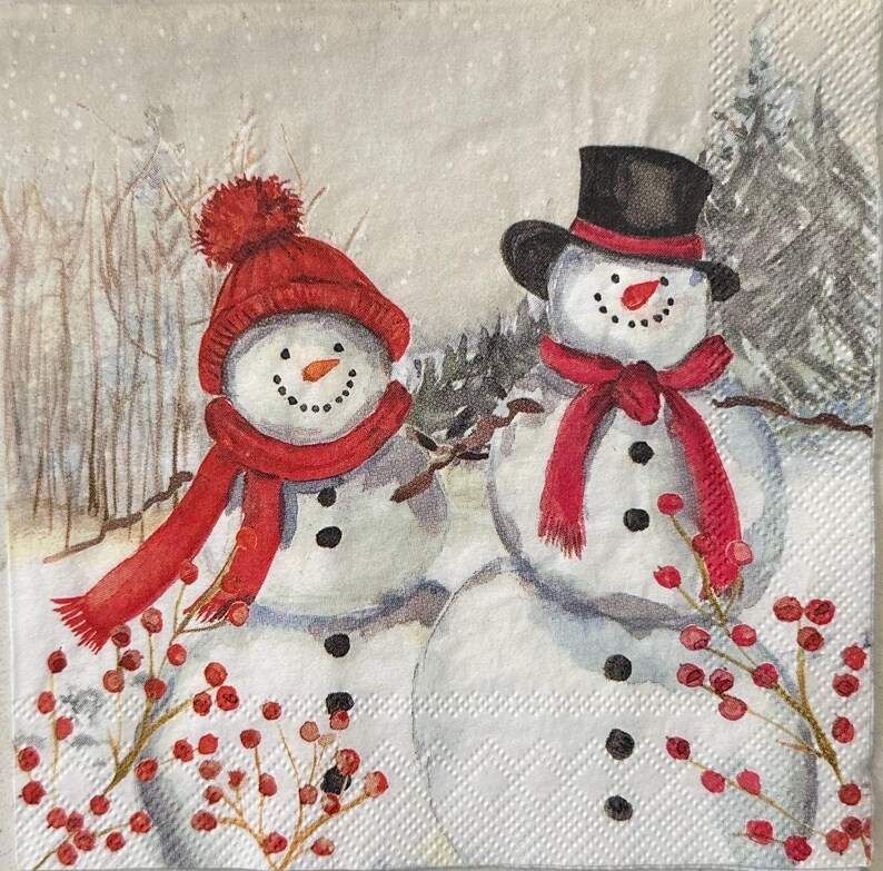 Mix and Match Christmas Napkins for Decoupage, Snowmen, Gingerbread ...