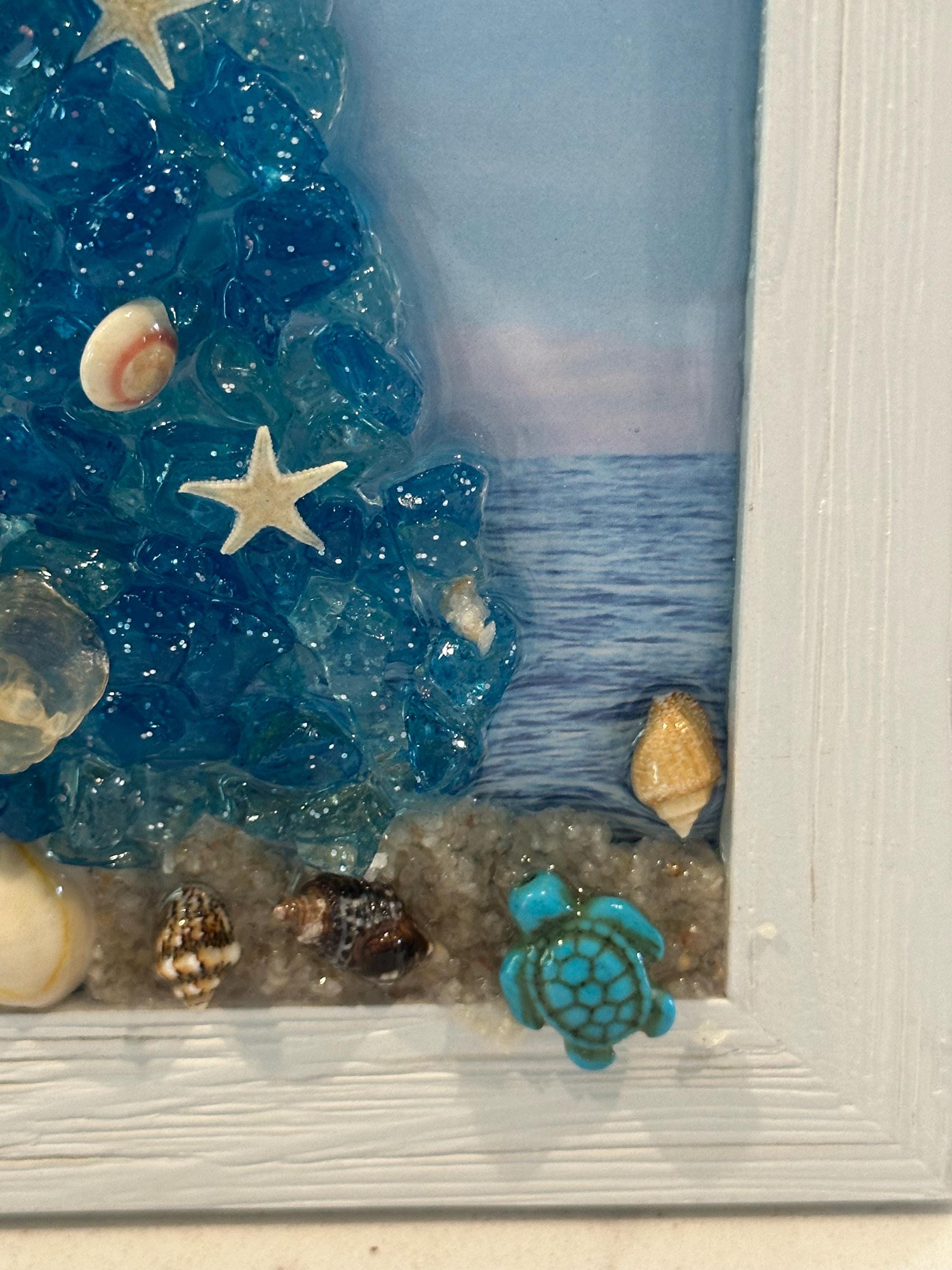 Handcrafted Coastal Crushed Glass Christmas Tree. Crushed Glass, Sand ...