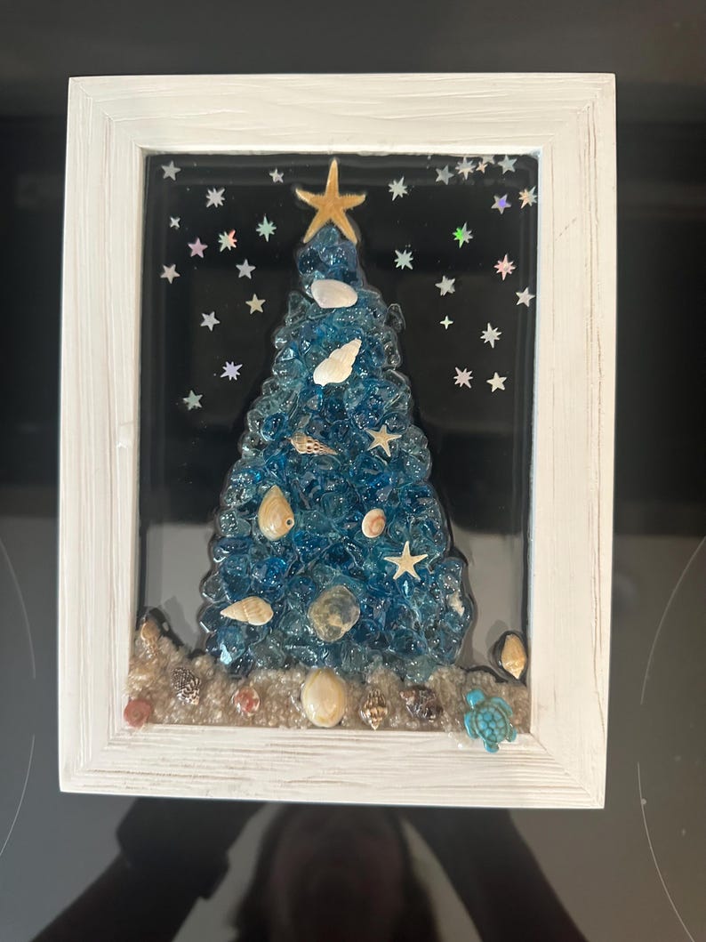 Handcrafted Coastal Crushed Glass Christmas Tree. Crushed Glass, Sand ...