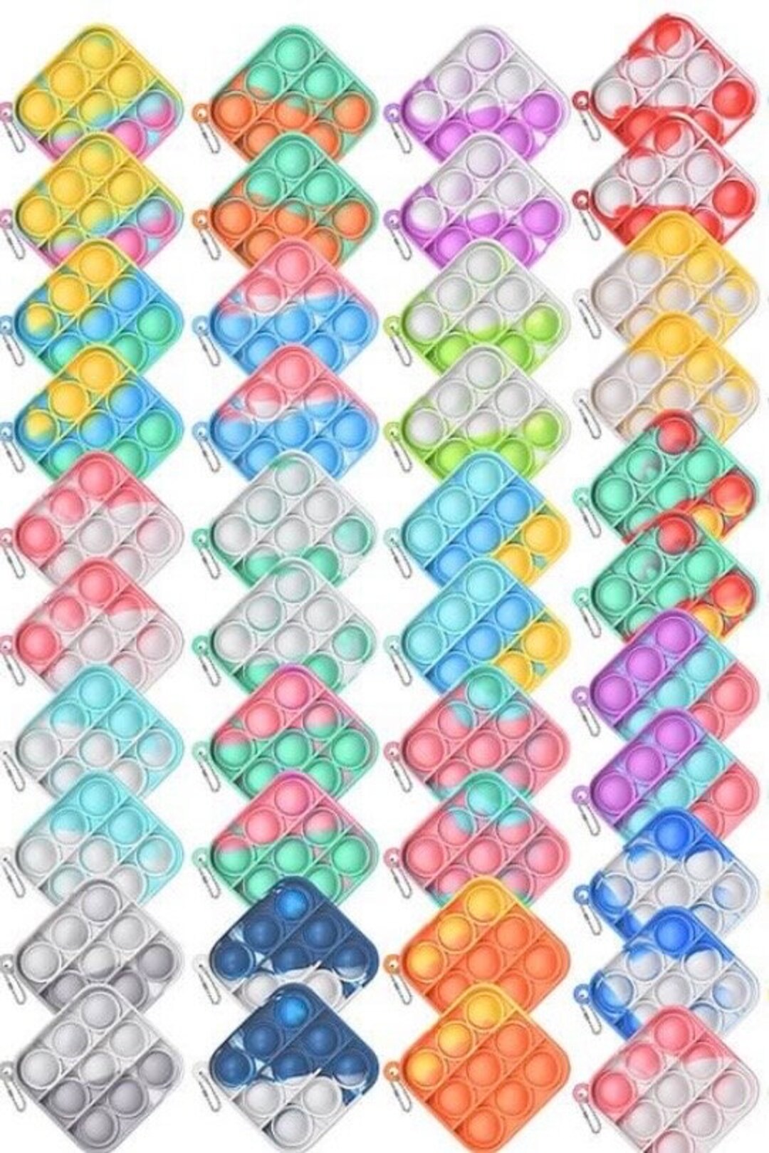 Round Square Pop Fidget Toys Keychain Toy Bubble Relieve Anxiety Stress ...