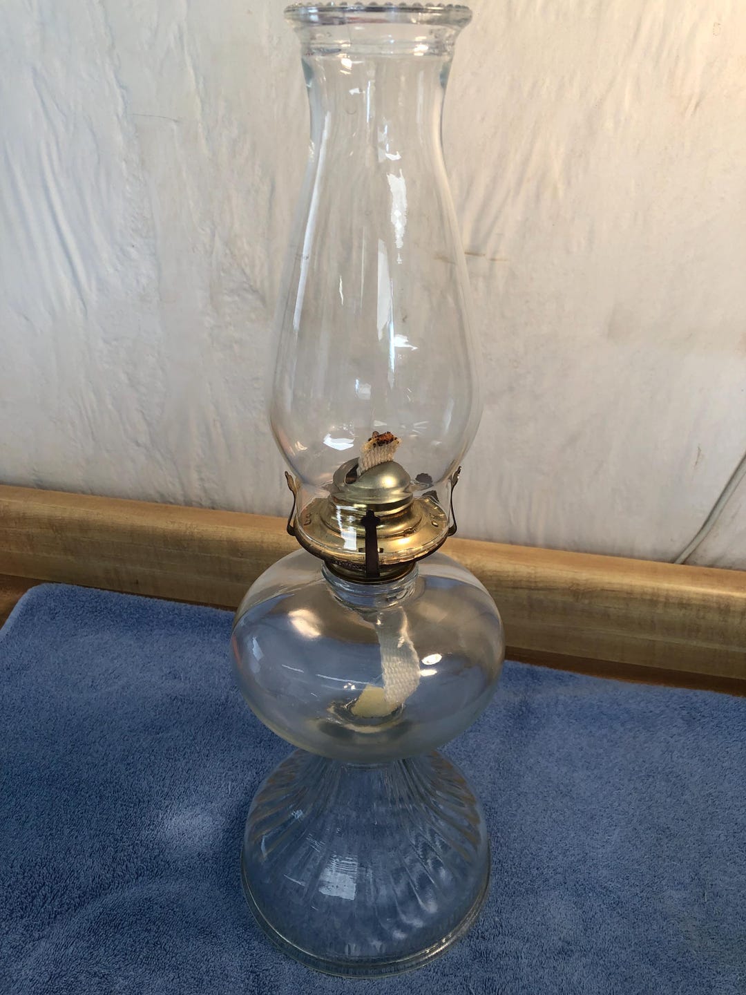 Vintage Glass Hurricane Lamp - Etsy