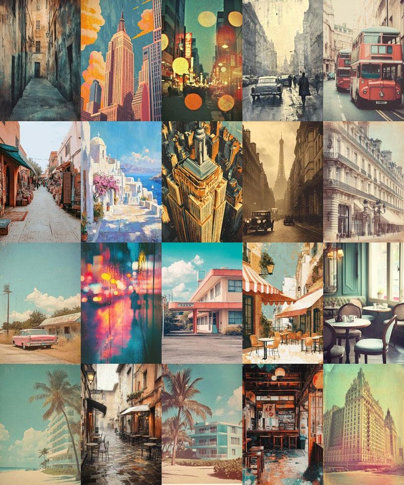 Vintage Travel Wall Collage Kit | Aesthetic Printable Wall Art ...