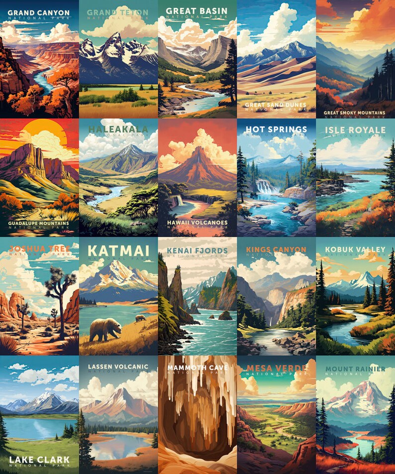 National Parks Wall Collage Kit | Digital Download | Aesthetic Wall ...