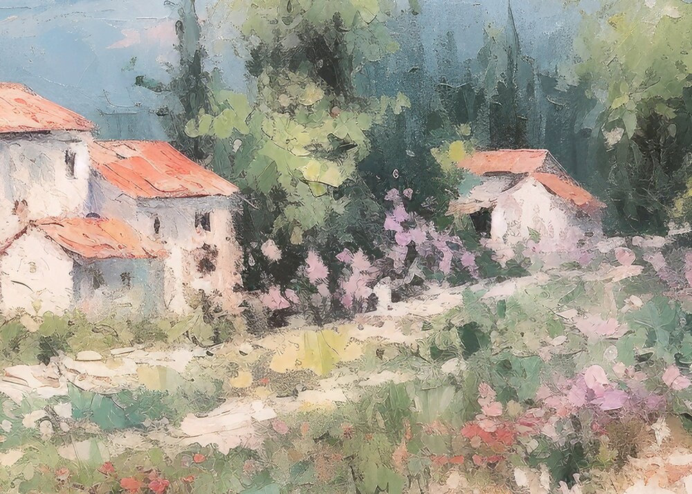 Printable French Countryside Oil Painting Vintage Landscape Art Print ...