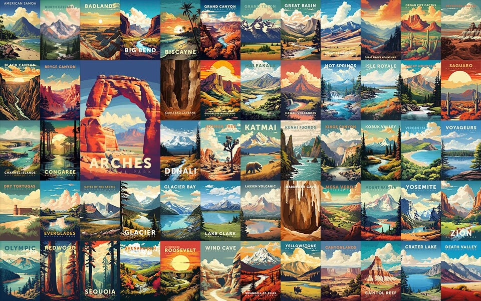 National Parks Wall Collage Kit | Digital Download | Aesthetic Wall ...