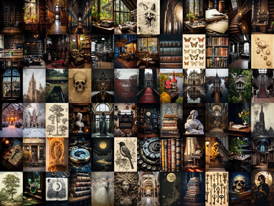 Dark Academia Wall Collage Kit Digital Download Aesthetic - Etsy