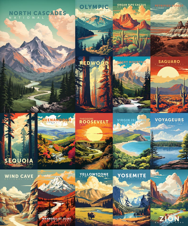 National Parks Wall Collage Kit | Digital Download | Aesthetic Wall ...