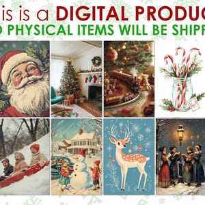 Vintage Christmas Wall Collage Kit | 80 Printable Retro Holiday Photos ...