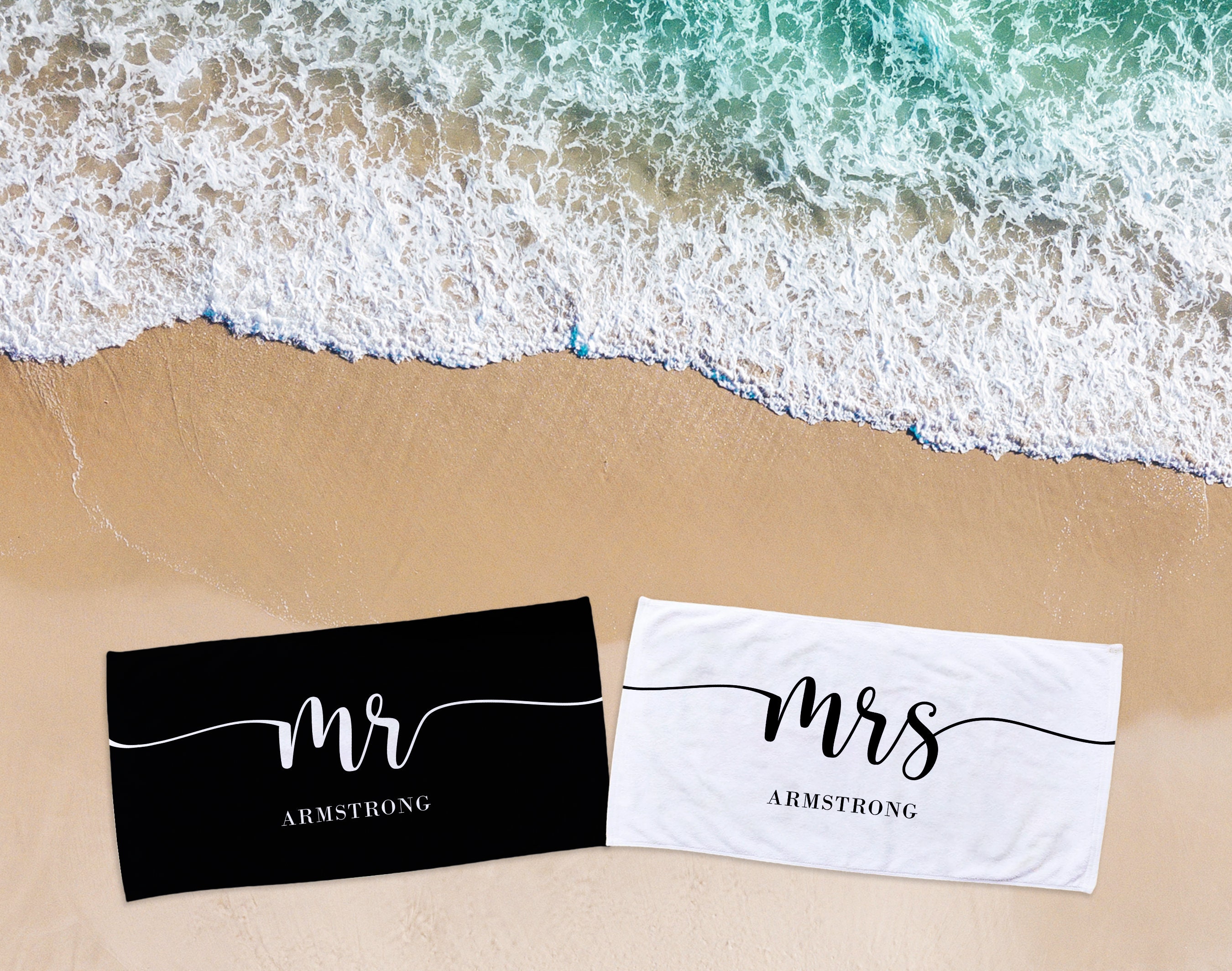 Custom Mr. & Mrs. Beach Towel Personalized Mrs. Name Towel - Etsy
