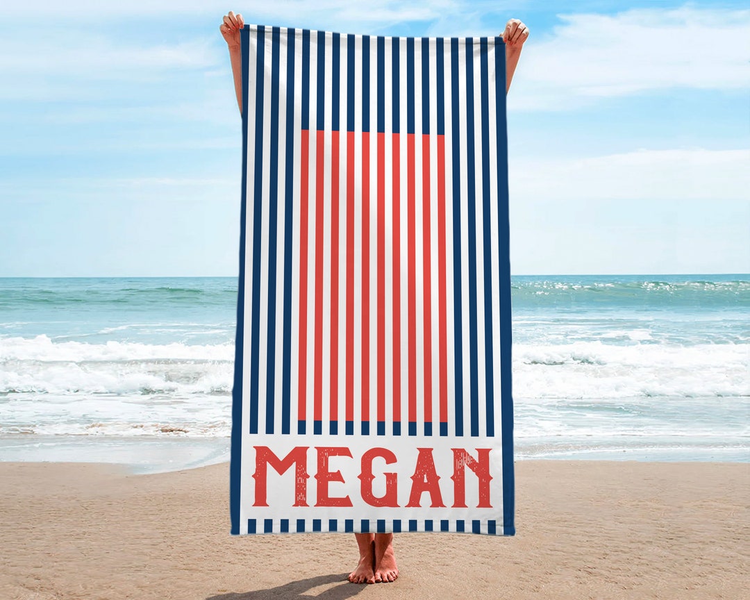 Custom Beach Towels, Rectangle Lines Beach Towel, Vertical Line Beach ...
