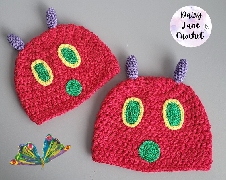 The Very Hungry Caterpillar Crochet Hat - Baby, Kids and Adult Sizes ...