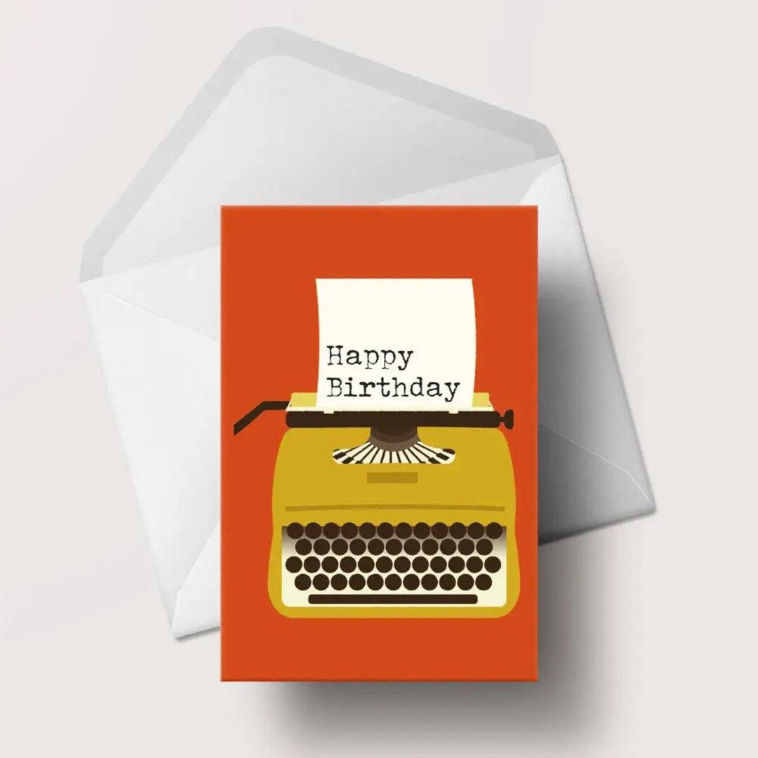 Vintage Typewriter Birthday Card - Etsy