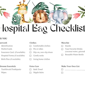 Hospital Bag Checklist - Simple Printable Editable PDF + Canva Editable ...