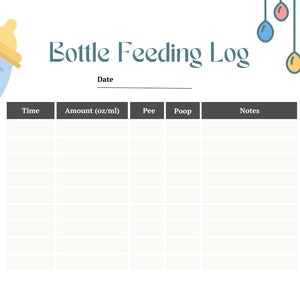 Bottle Feeding Tracker - Simple Printable Editable PDF + Canva Editable ...