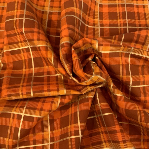 Orange Plaid Fabric - Etsy