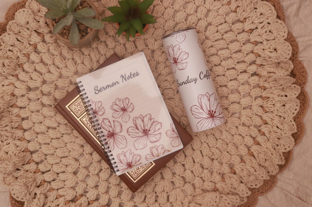 Brown Flower Sermon Notes and Tumbler Set - Etsy