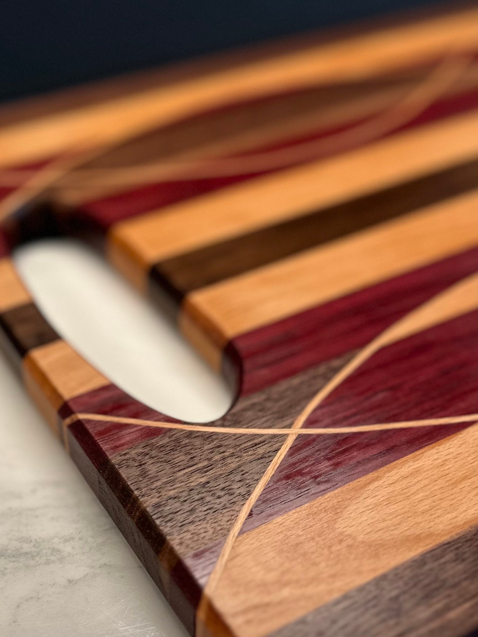 Curved Inlay Pattern Cutting Board - Etsy