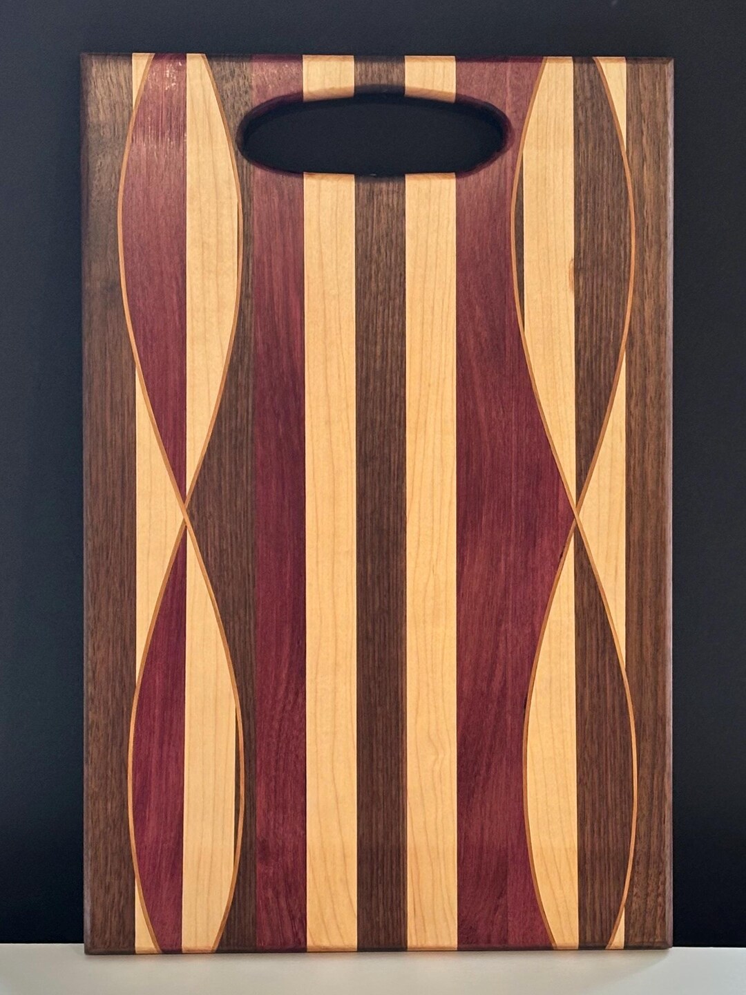 Curved Inlay Pattern Cutting Board - Etsy