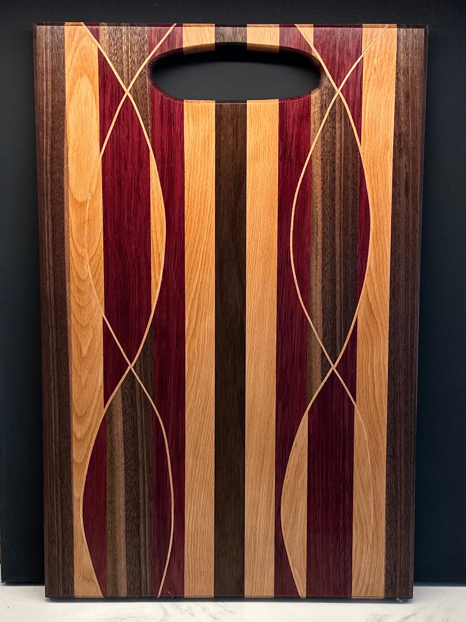 Curved Inlay Pattern Cutting Board - Etsy