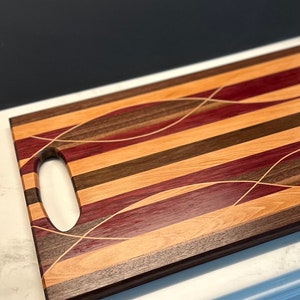 Curved Inlay Pattern Cutting Board - Etsy
