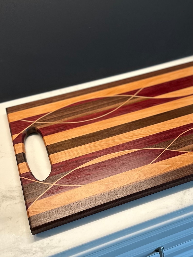 Curved Inlay Pattern Cutting Board - Etsy