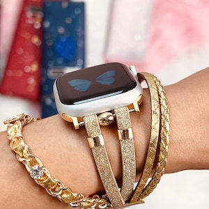Golden Diamond Posh Apple Watch Band Braided Woven Watch Strap Jewelry ...