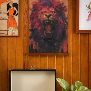 Fierce Roaring Lion Poster Powerful Animal Wall Art Bold Lion Print for ...