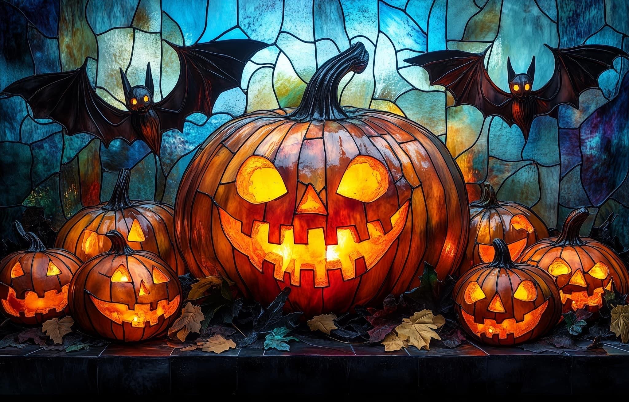 Spooky Halloween Jack-o'-lantern Digital Download | Glowing Pumpkins ...