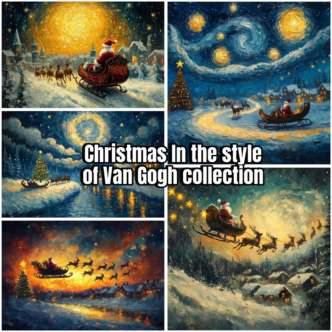 Magical Christmas Eve With Santa Sleigh and Reindeer Under a Starry Sky ...