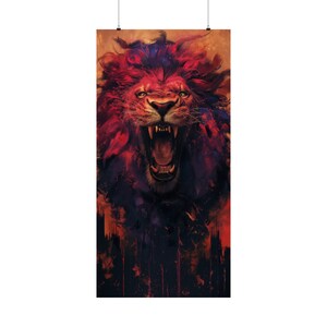Fierce Roaring Lion Poster | Powerful Animal Wall Art | Bold Lion Print ...