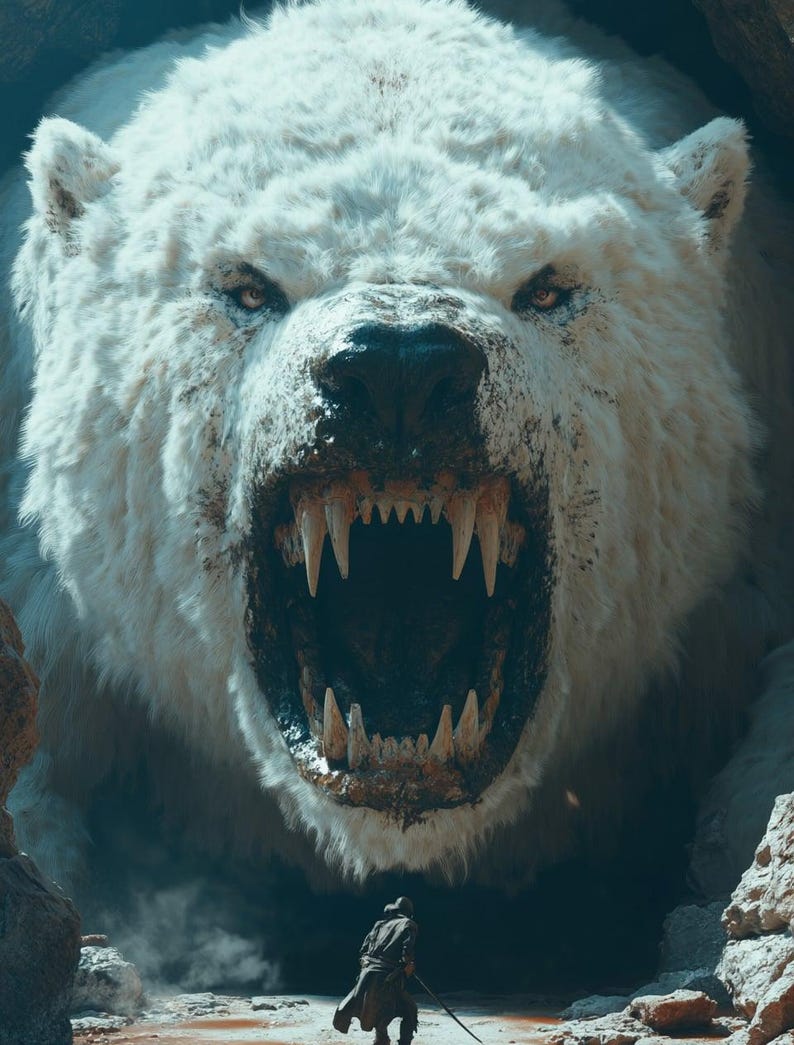 Fierce Polar Bear Digital Art | Majestic Animal Wall Art | Ice Cave ...