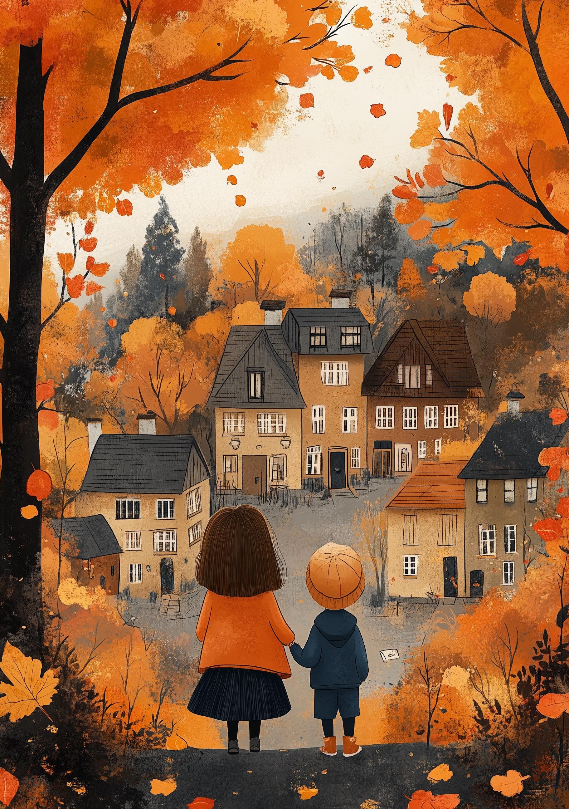 Cozy Autumn Village Digital Art - Fall Foliage & Charming Homes ...