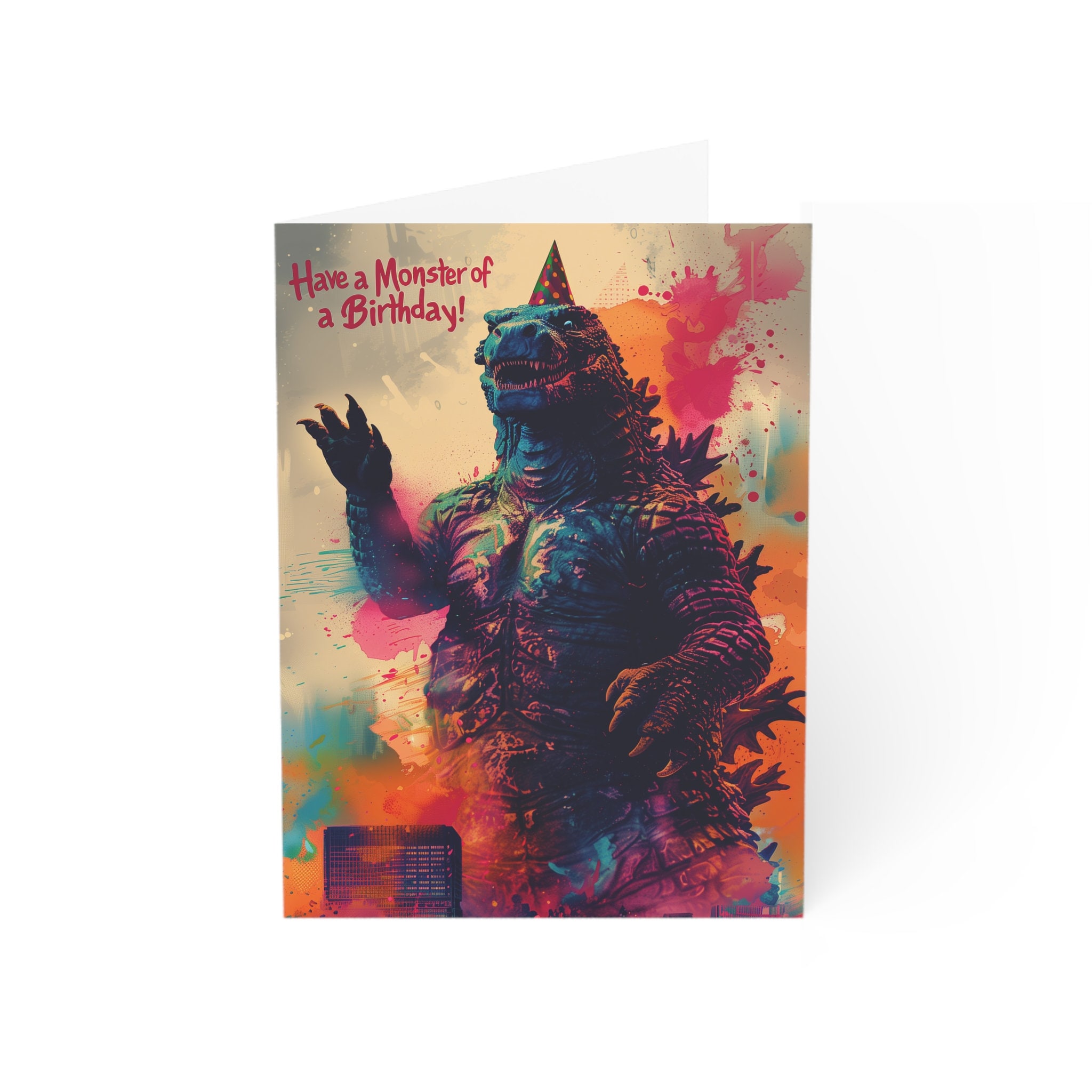 Funny Birthday Card Godzilla Monster Happy Birthday Cute Birthday Gift ...