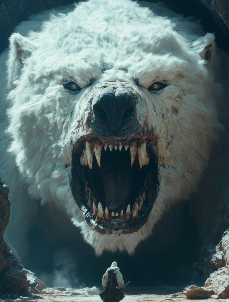 Fierce Polar Bear Digital Art | Majestic Animal Wall Art | Ice Cave ...