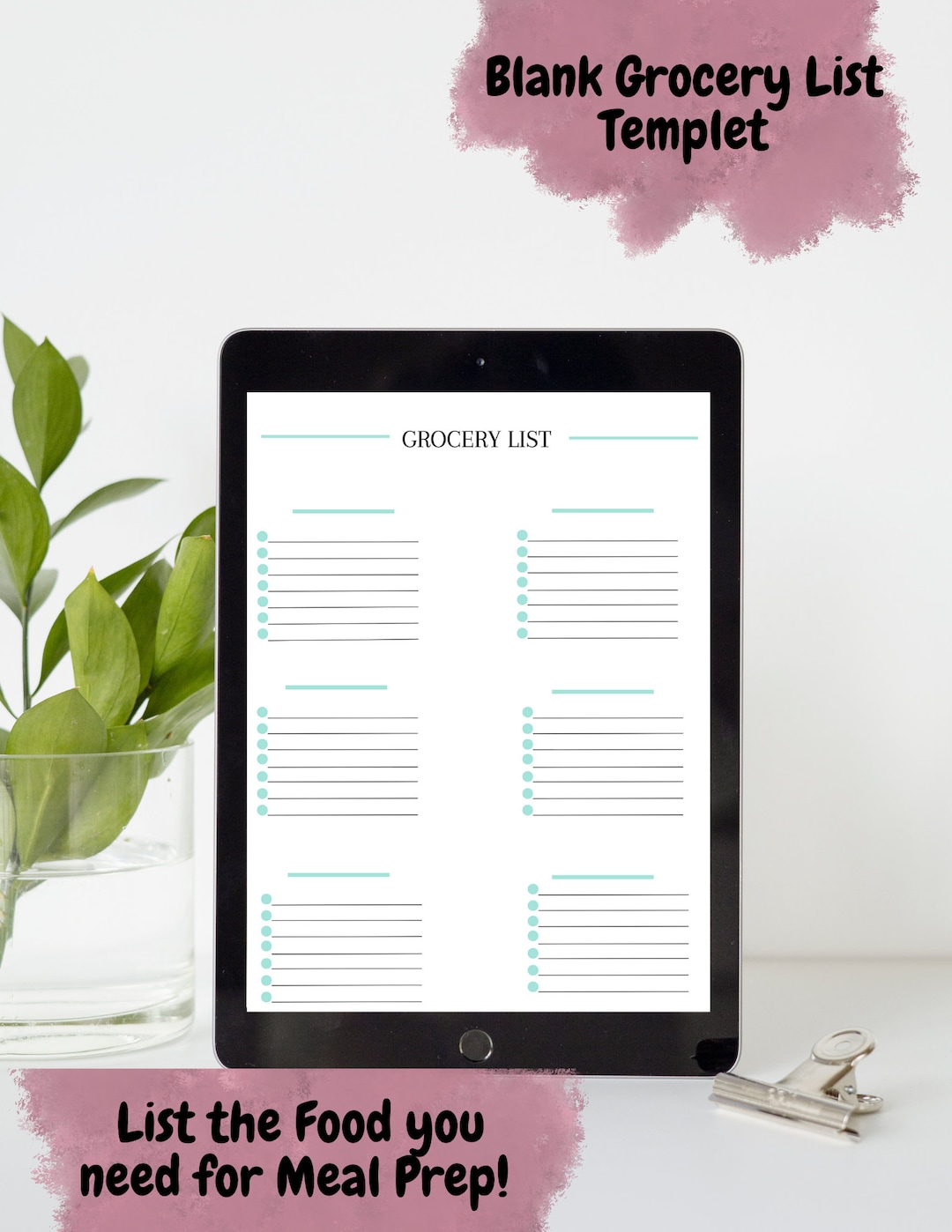 Blank Grocery List Template, Grocery List Printable, Grocery List Pdf ...