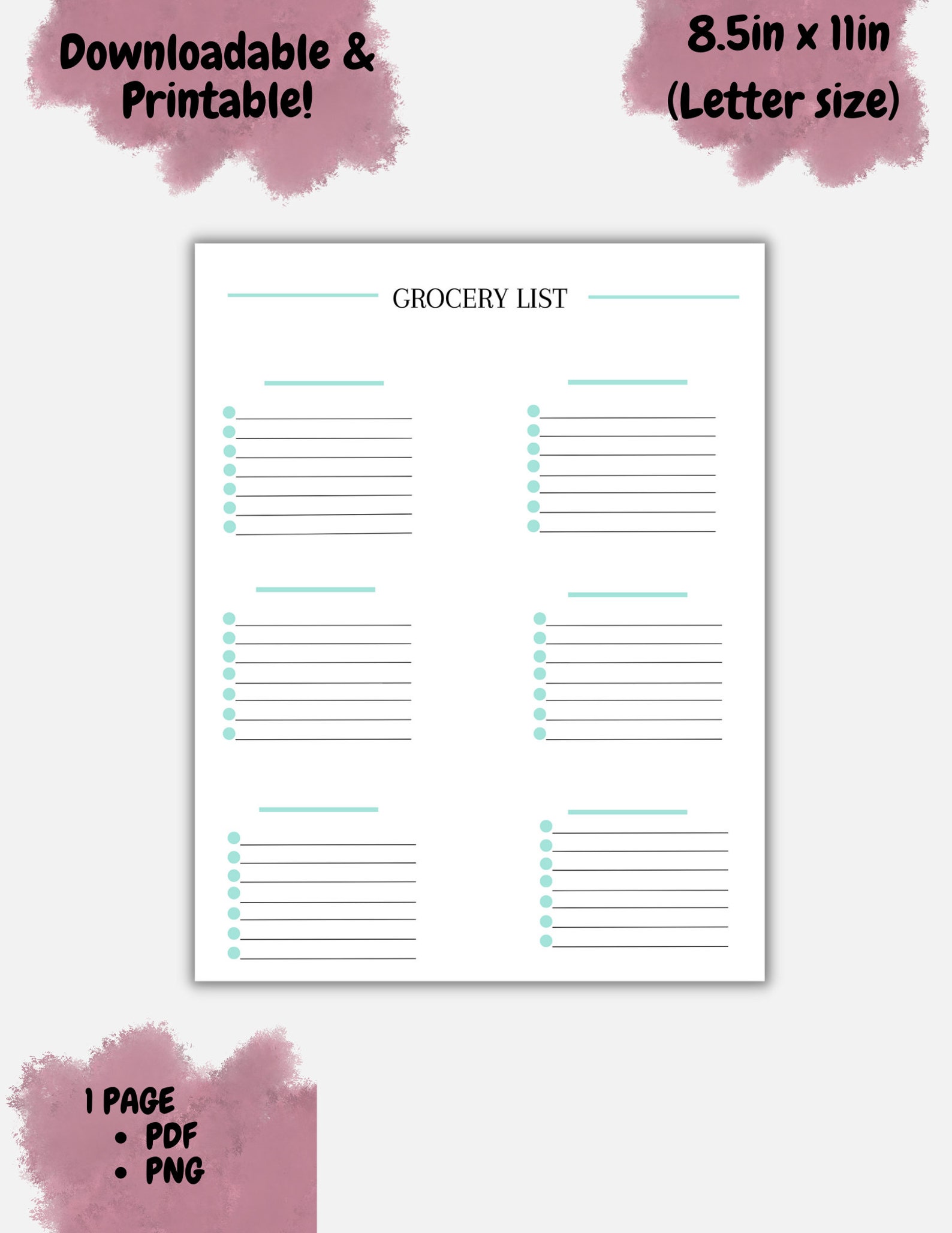 Blank Grocery List Template, Grocery List Printable, Grocery List Pdf ...