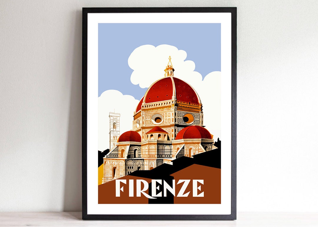 Firenze, Florence, Italy Travel Poster Art Deco, Canvas Print, Gift ...