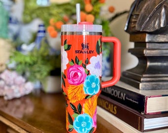Summer Floral Hand Painted Stanley Tumbler / Hand Painted Stanley ...