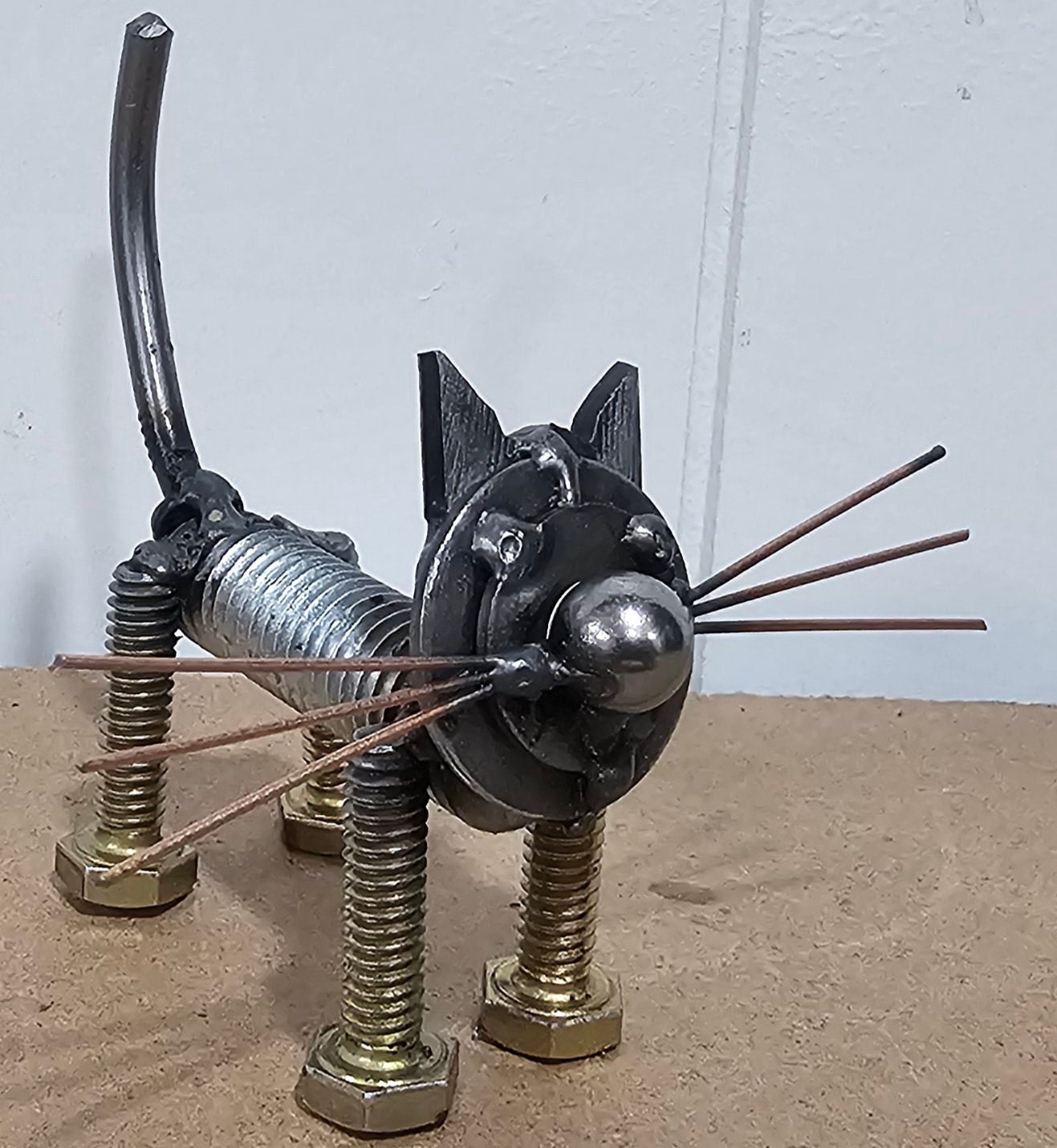 Cat Welded Metal Art Made Out Of Nuts And Bolts Etsy