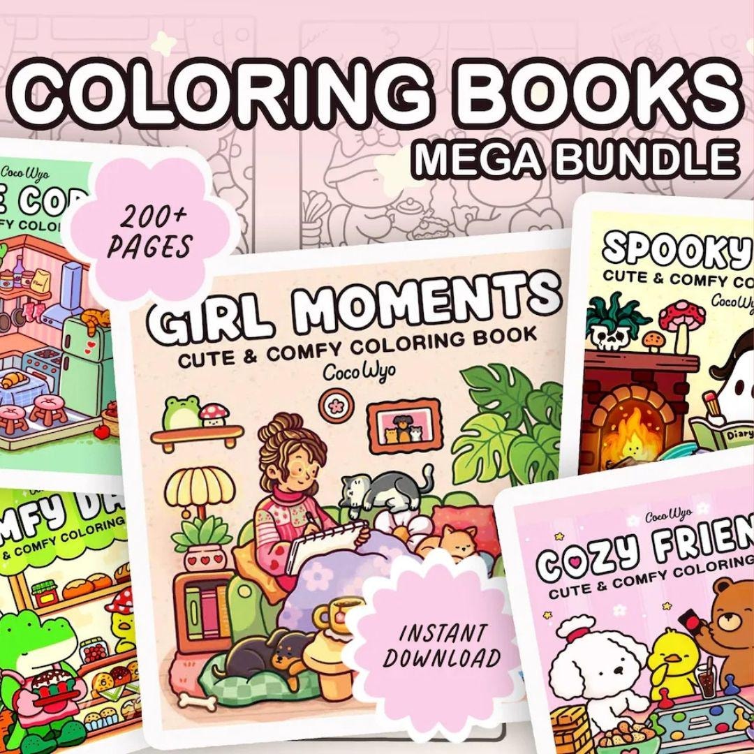 Coloring Book Bundle, Coco Wyo Themes, 200 Digital Coloring Pages, Cute ...