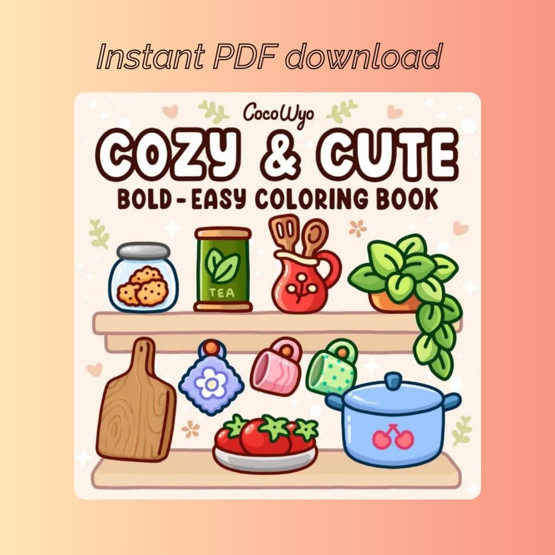 Coco Wyo Cozy & Cute Instant Download Digital Coloring Book, Cozy, Bold ...