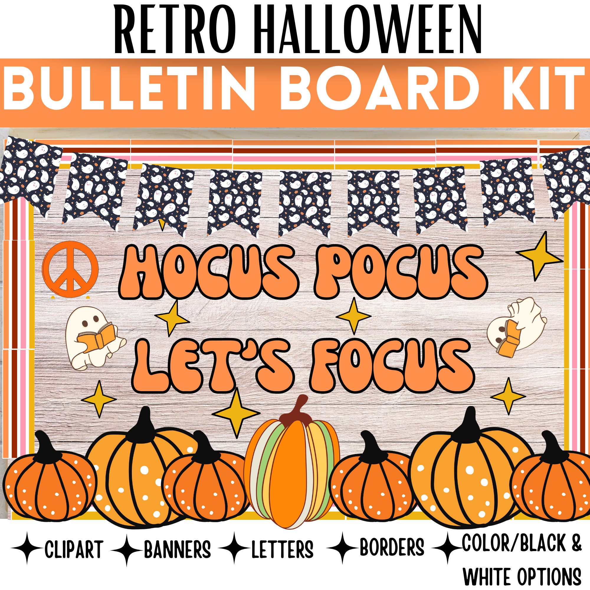 Fall/halloween Bulletin Board Kit Retro Halloween Classroom - Etsy