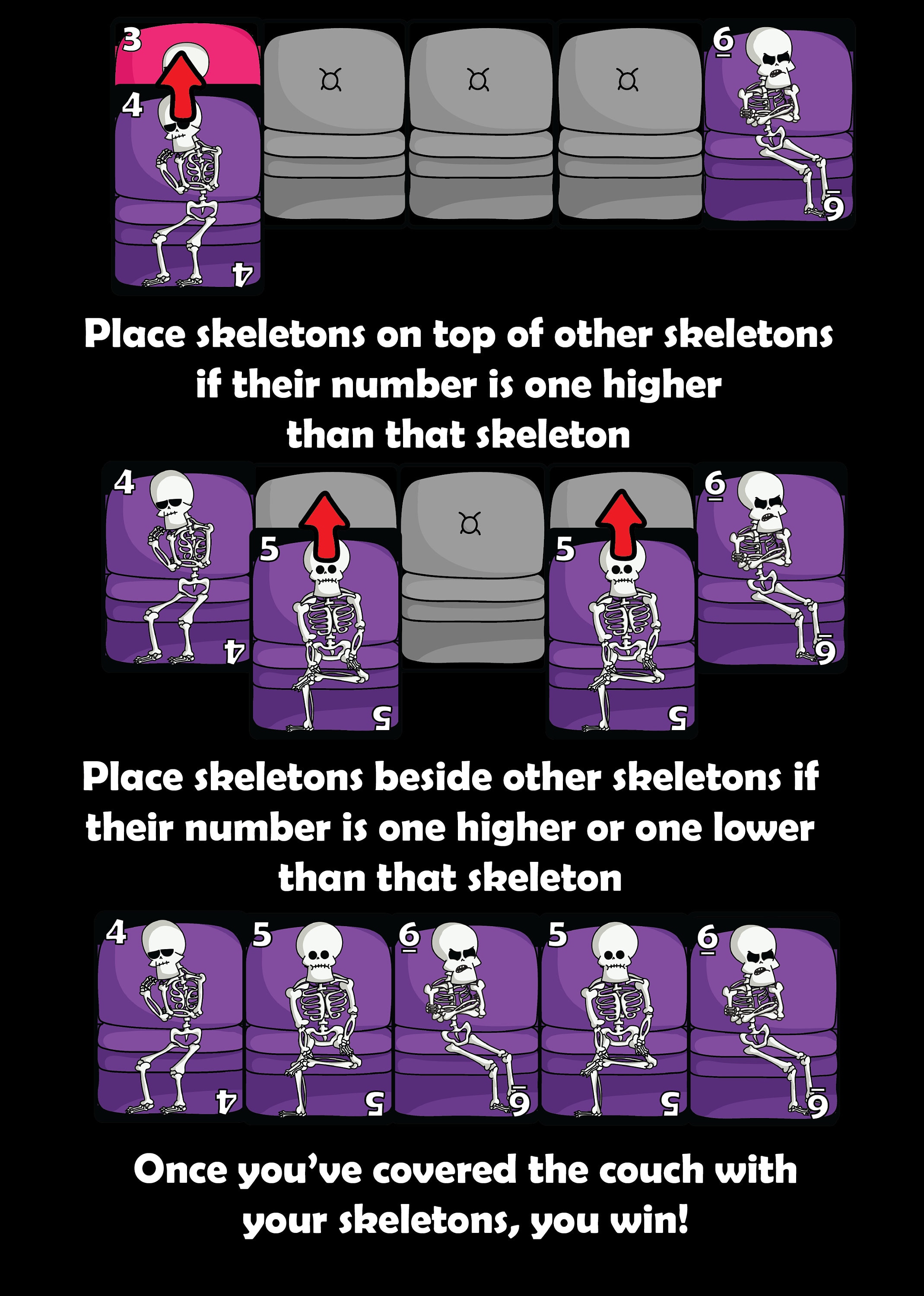 Couch Skeletons Card Game Quick and Easy 2 Player Game - Etsy
