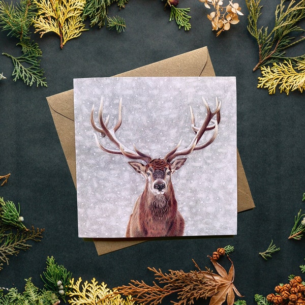 Deer Christmas Card - Etsy