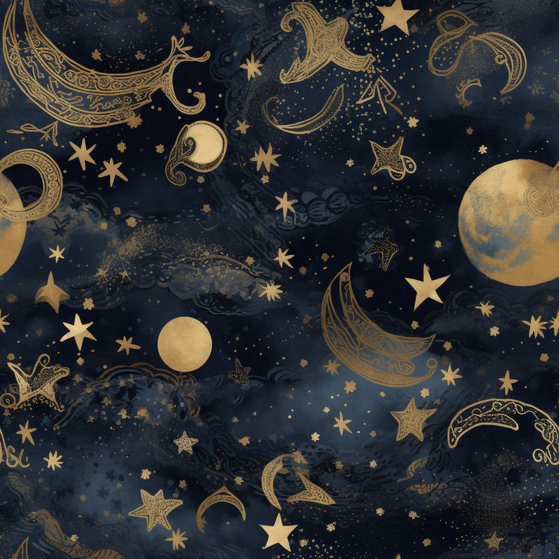 Celestial Design Seamless Pattern - Etsy