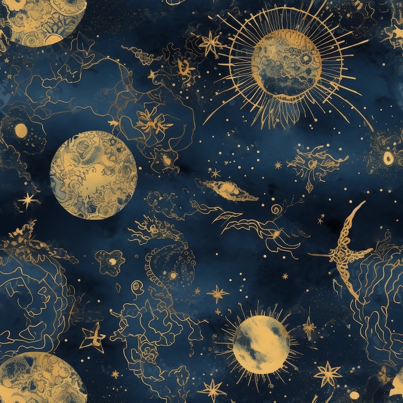 Celestial Design Seamless Pattern - Etsy