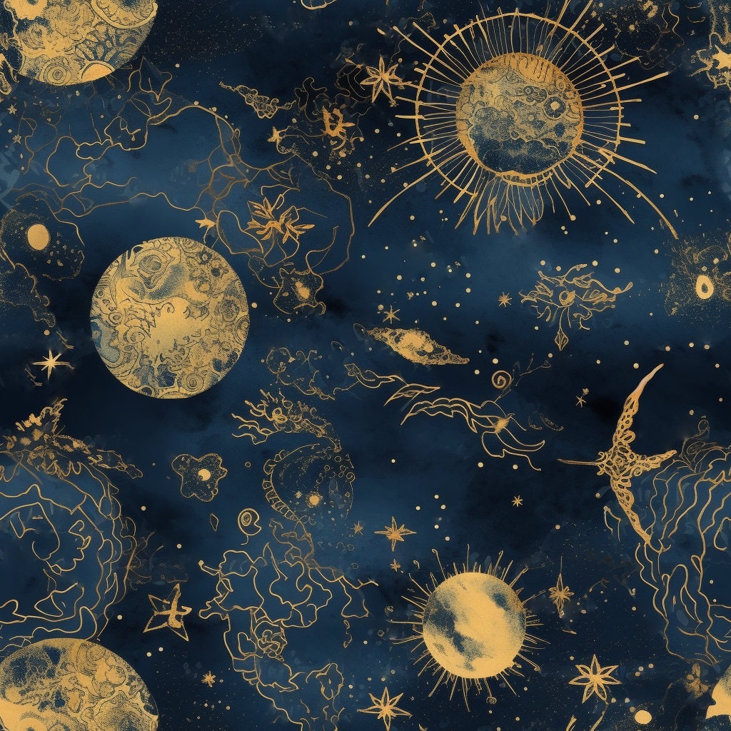 Celestial Design Seamless Pattern - Etsy