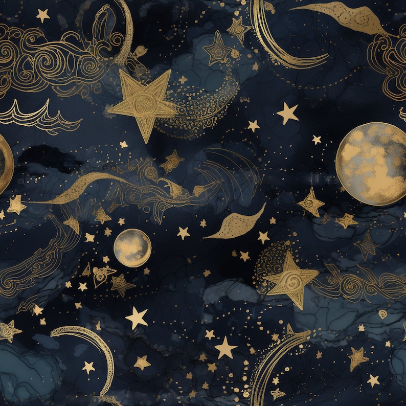 Celestial Design Seamless Pattern - Etsy