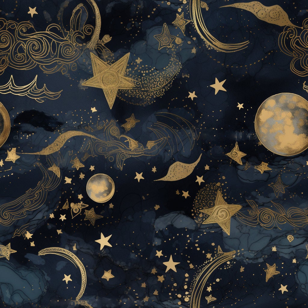 Celestial Design Seamless Pattern - Etsy